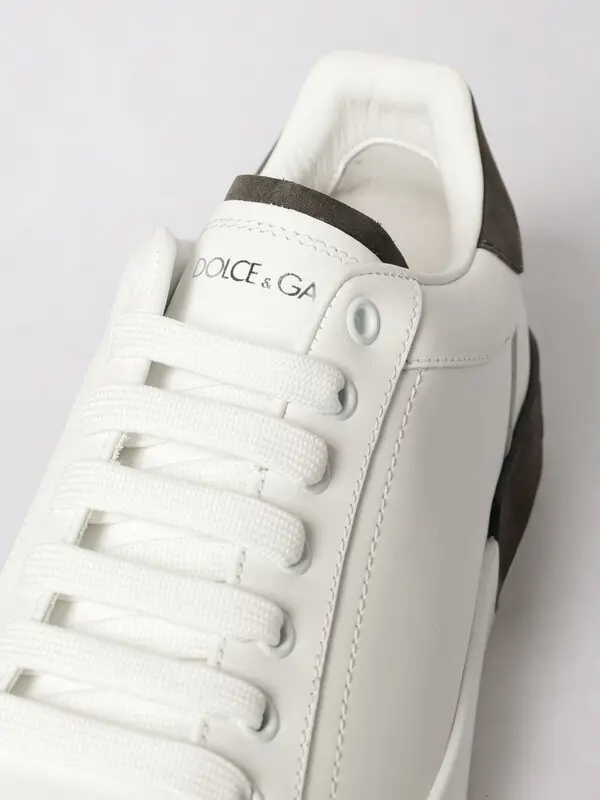 Dolce & Gabbana Portofino Leather Sneakers - White