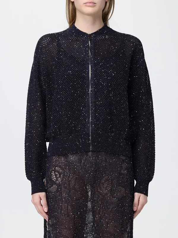 Fabiana Filippi Perforated Knit Zip-up Cardigan - Blue