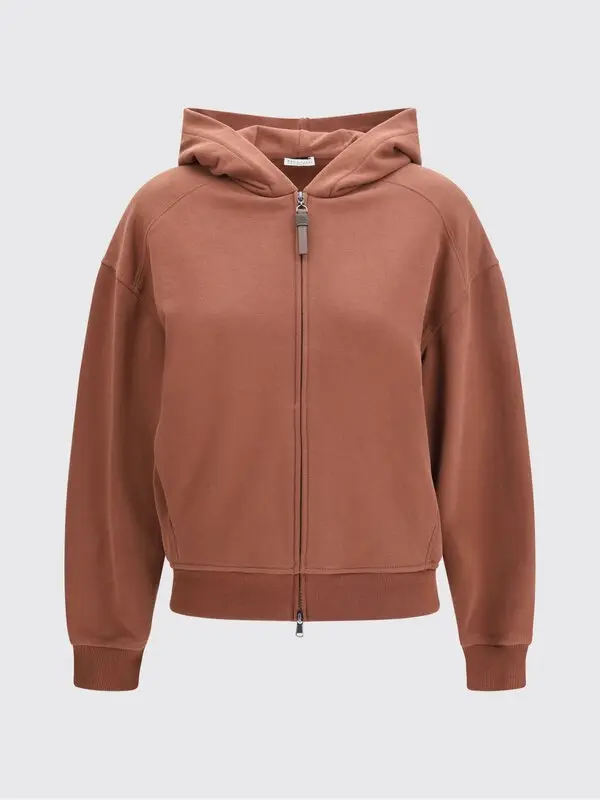 Brunello Cucinelli Zip-up Cotton Hoodie - Burnt