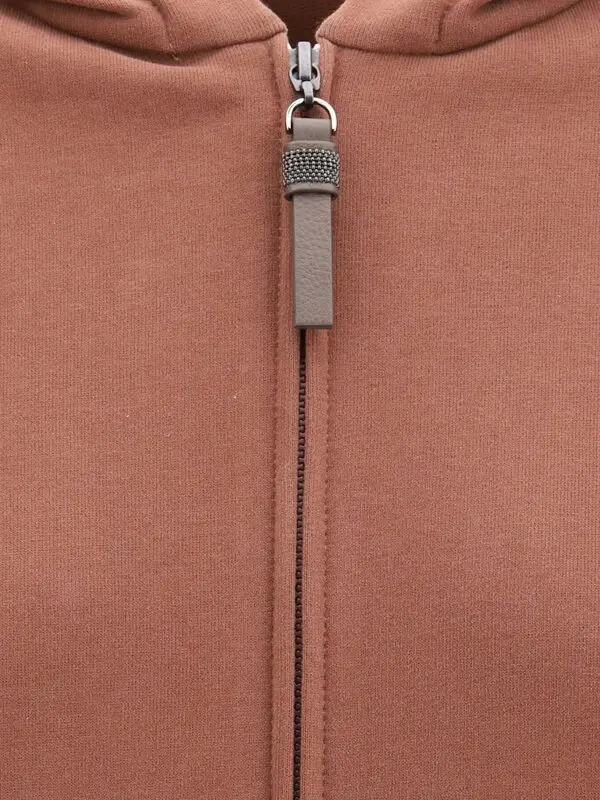 Brunello Cucinelli Zip-up Cotton Hoodie - Burnt