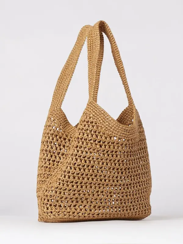 TOD'S Crochet Raffia Shopping Bag - Beige
