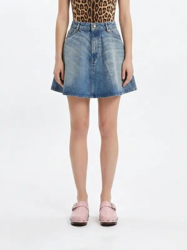 GANNI A-line Denim Mini Skirt