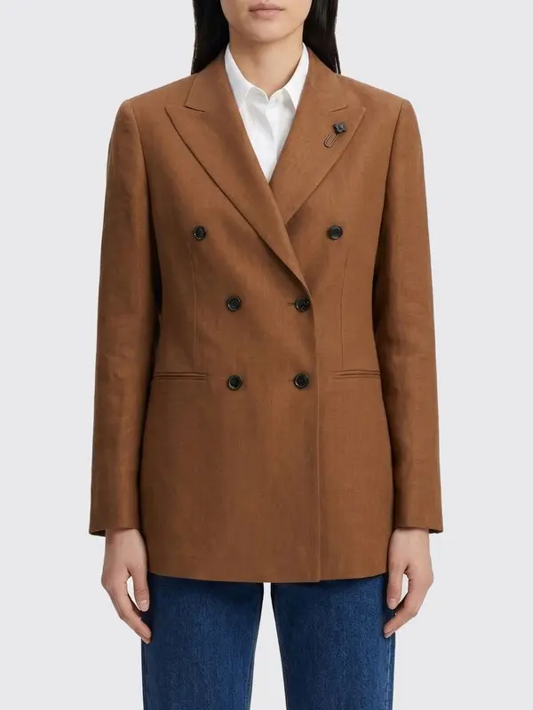 LARDINI Double Breasted Jacket - Brown