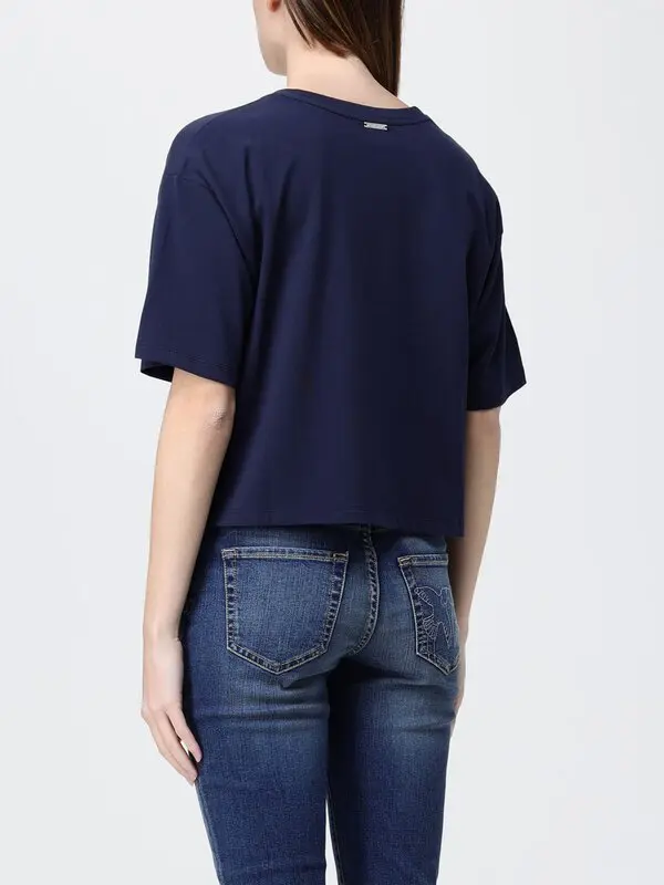 Michael Kors Cotton Cropped T-shirt With Logo - Blue