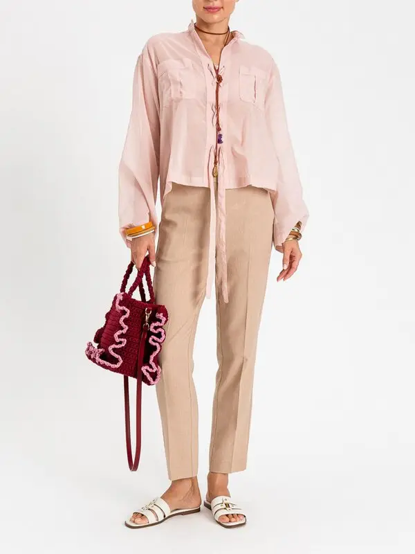 TWINSET Tailored Linen Blend Trousers - Natural