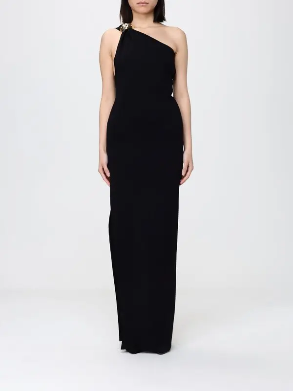 Elisabetta Franchi One-shoulder Knit Dress With Metal Ring Detail - Black