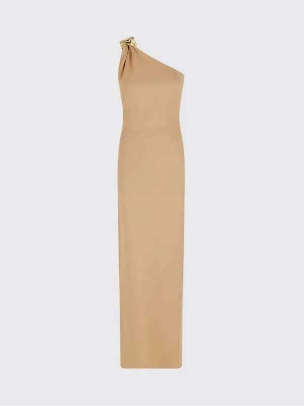 Elisabetta Franchi One-shoulder Knit Dress With Metal Ring Detail - Brown