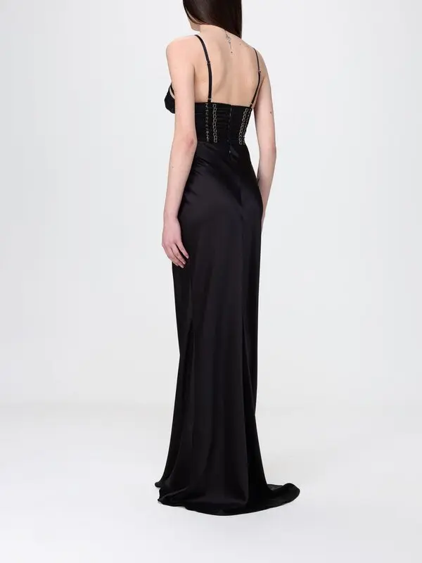 Elisabetta Franchi Satin Corset Dress - Black