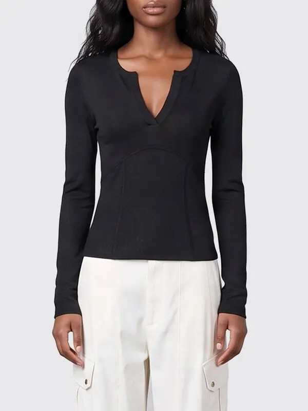 Pinko Viscose Knit Top With Dual Neckline - Black