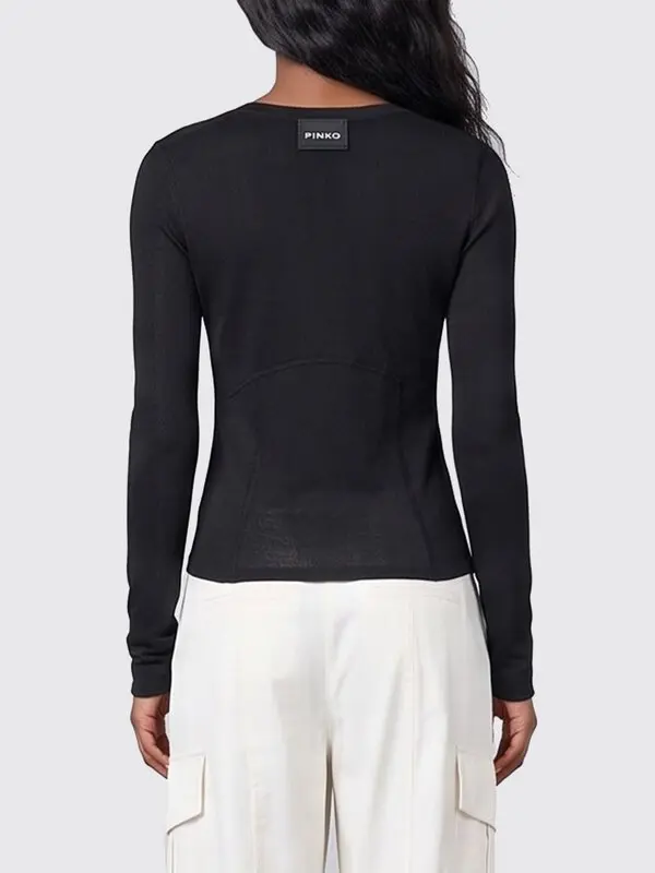 Pinko Viscose Knit Top With Dual Neckline - Black