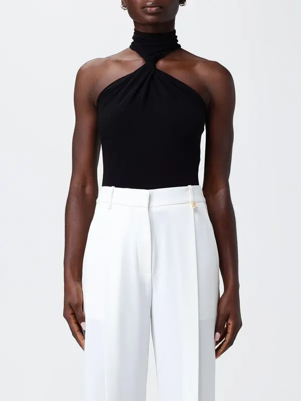 Elisabetta Franchi Stretch Viscose Bodysuit Top - Black