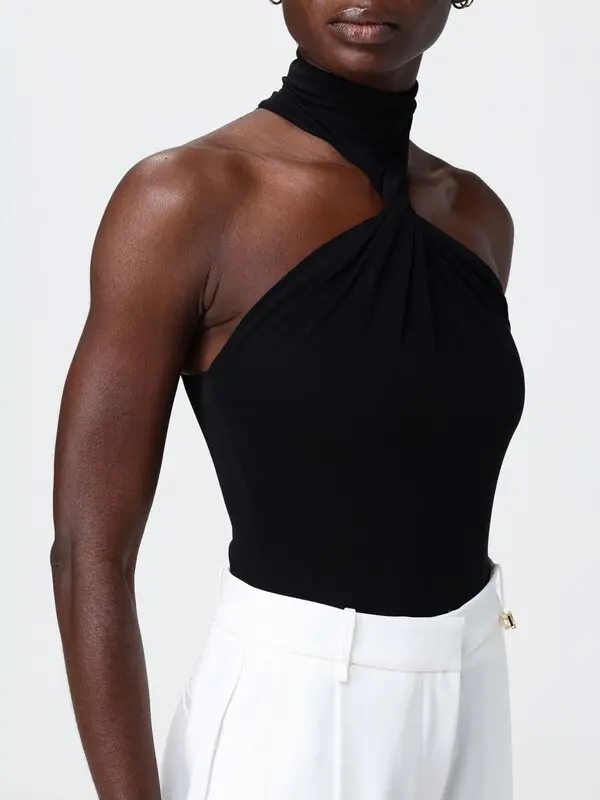 Elisabetta Franchi Stretch Viscose Bodysuit Top - Black