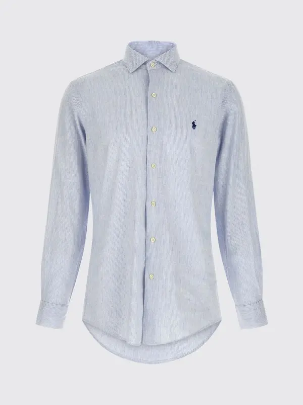 Polo Ralph Lauren Striped Logo Linen Shirt - Blue