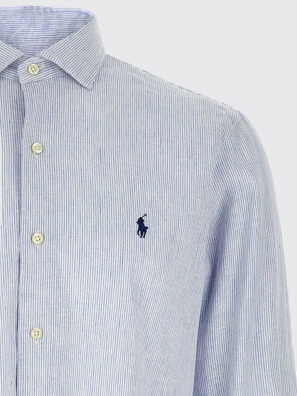Polo Ralph Lauren Striped Logo Linen Shirt - Blue