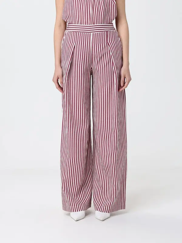 HANITA Wide Leg Striped Trousers - Red