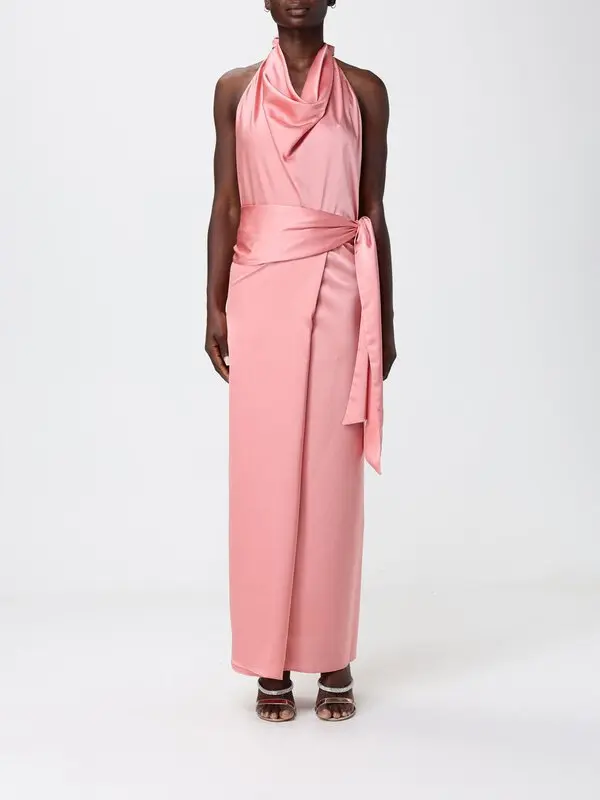 HANITA Asymmetrical Satin Wrap Dress