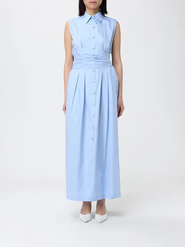 HANITA Sleeveless Cotton Shirtdress - Gnawed Blue