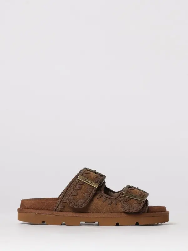 Mou Low Bio Suede Sandals With Buckled Straps - Hazel