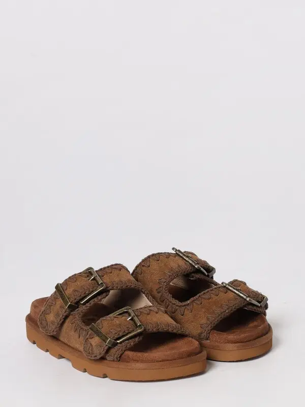Mou Low Bio Suede Sandals With Buckled Straps - Hazel