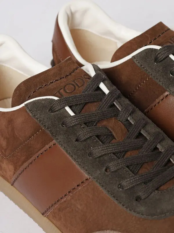 TOD'S Suede And Calf Leather Lace-up Sneakers - Brown