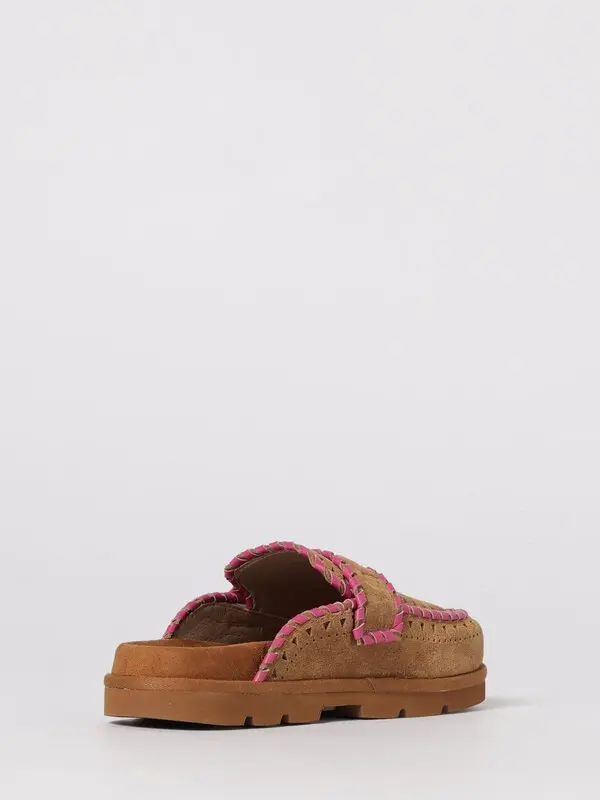 Mou Suede Mules With Abstract Embroidery - Brown