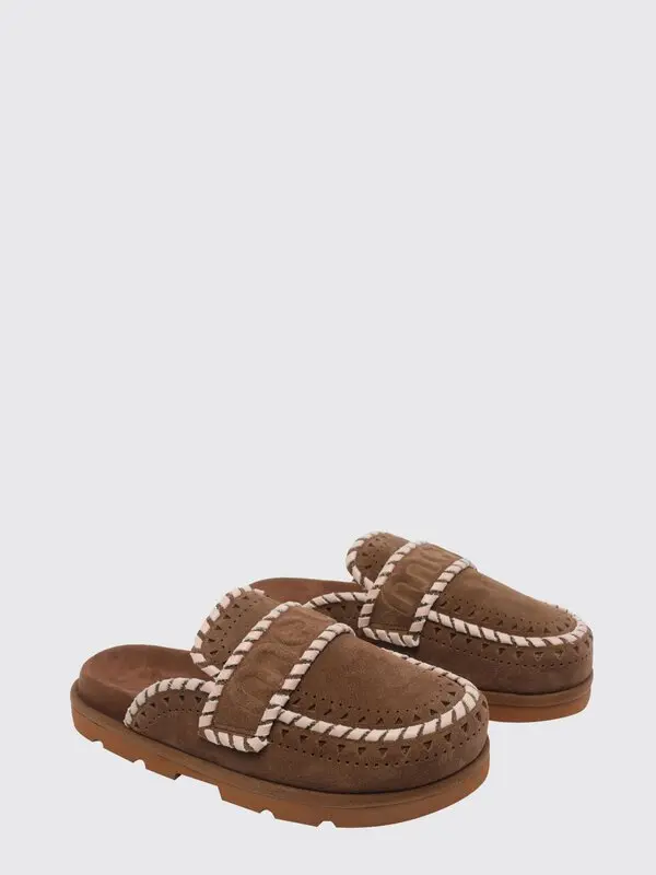 Mou Suede Mules With Abstract Embroidery
