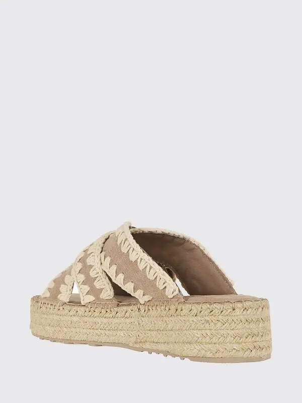 Mou Suede Embroidered Platform Sandals - Pink