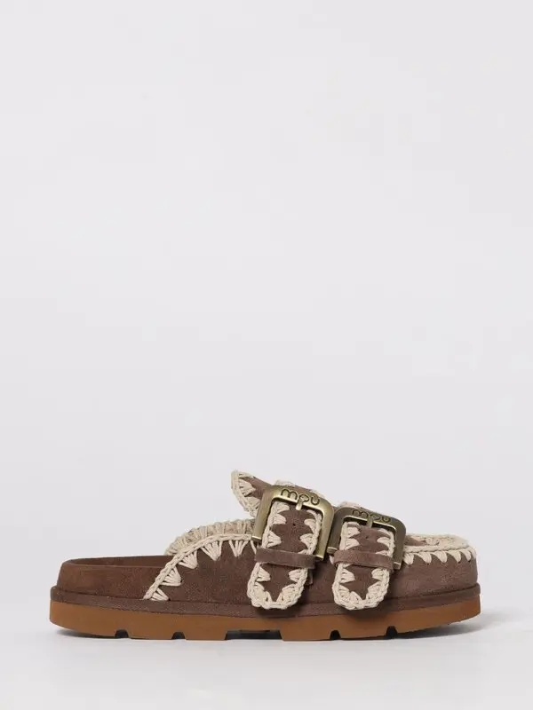 Mou Buckled Slip On Shoes - Brown