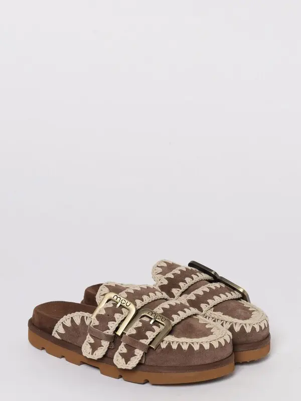 Mou Buckled Slip On Shoes - Brown