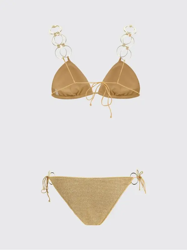Oseree Metallic Triangle Bikini - Gold