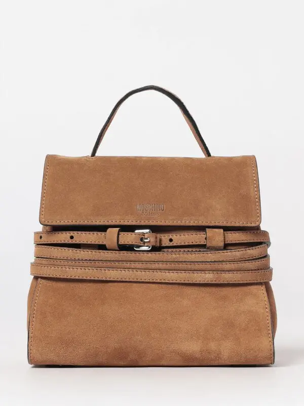 Moschino Tie Me Suede Calf Leather Handbag - Brown