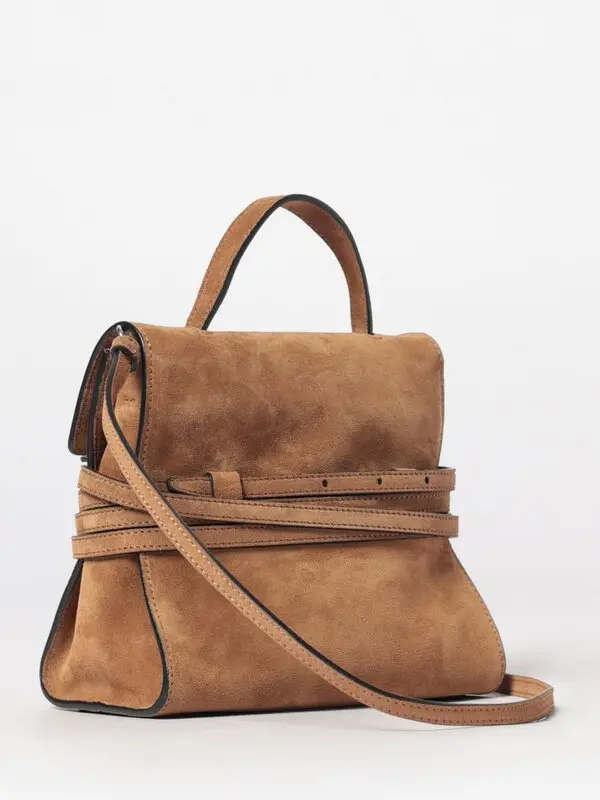 Moschino Tie Me Suede Calf Leather Handbag - Brown