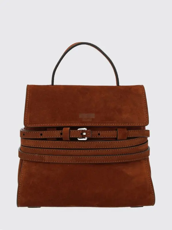 Moschino Tie Me Suede Calf Leather Handbag - Burnt