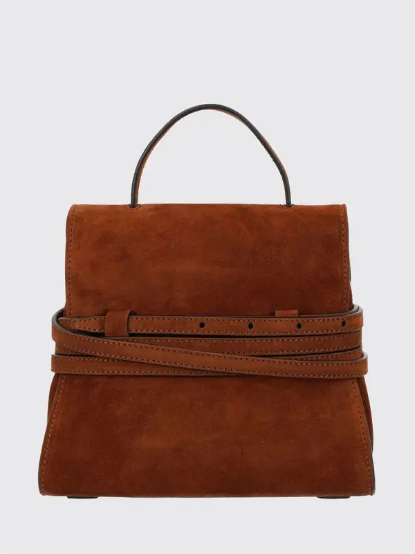 Moschino Tie Me Suede Calf Leather Handbag - Burnt