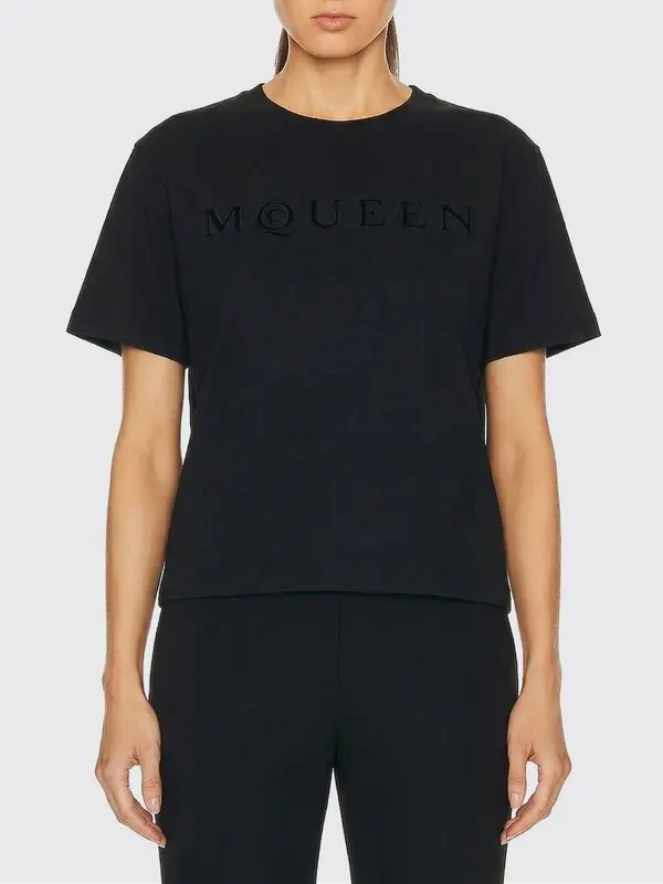 Alexander McQueen Cotton T-shirt With Logo - Black