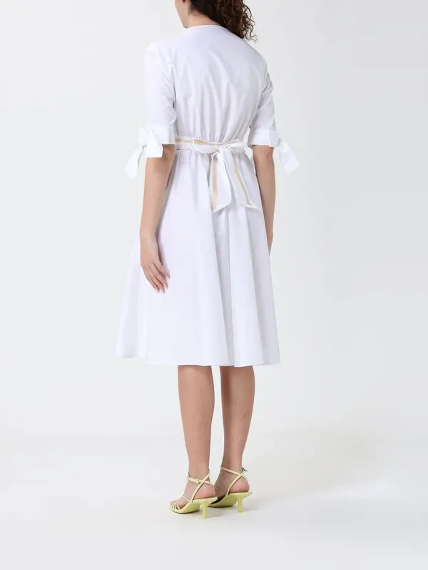 HANITA Cotton V-neck Mini Dress With Tie Waist