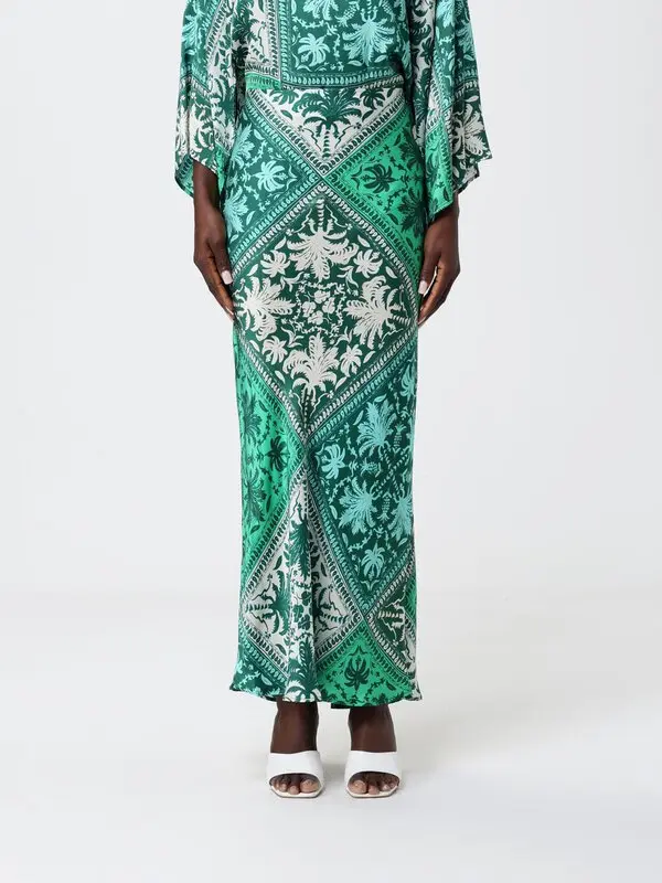 HANITA Printed Viscose Long Skirt - Green