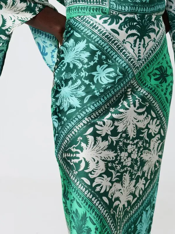 HANITA Printed Viscose Long Skirt - Green