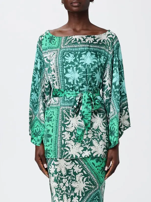 HANITA Viscose Blouse With Ethnic Print - Green