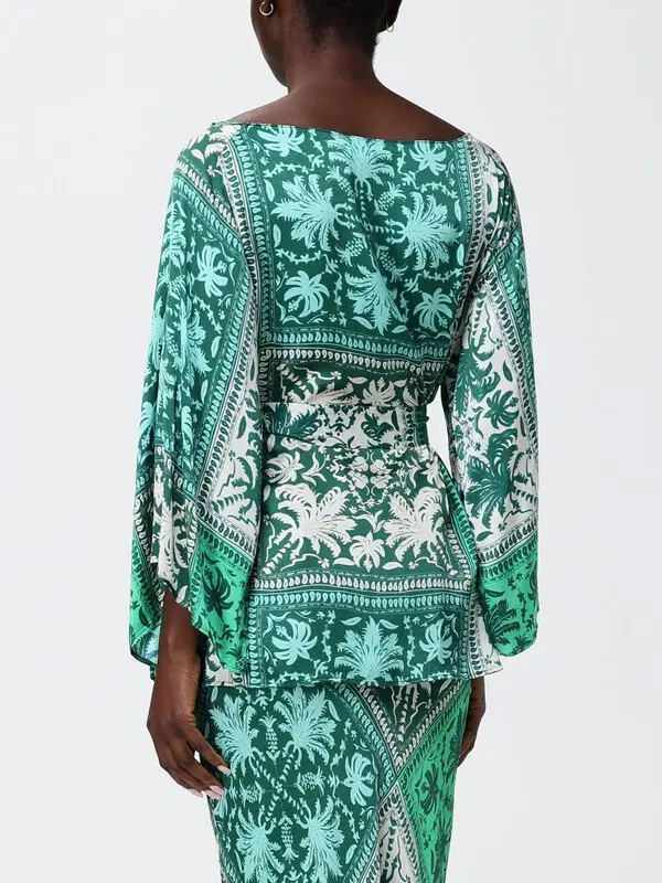 HANITA Viscose Blouse With Ethnic Print - Green