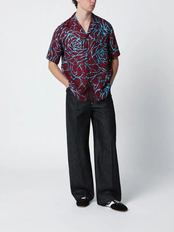 Dries Van Noten Floral Print Viscose Casual Shirt