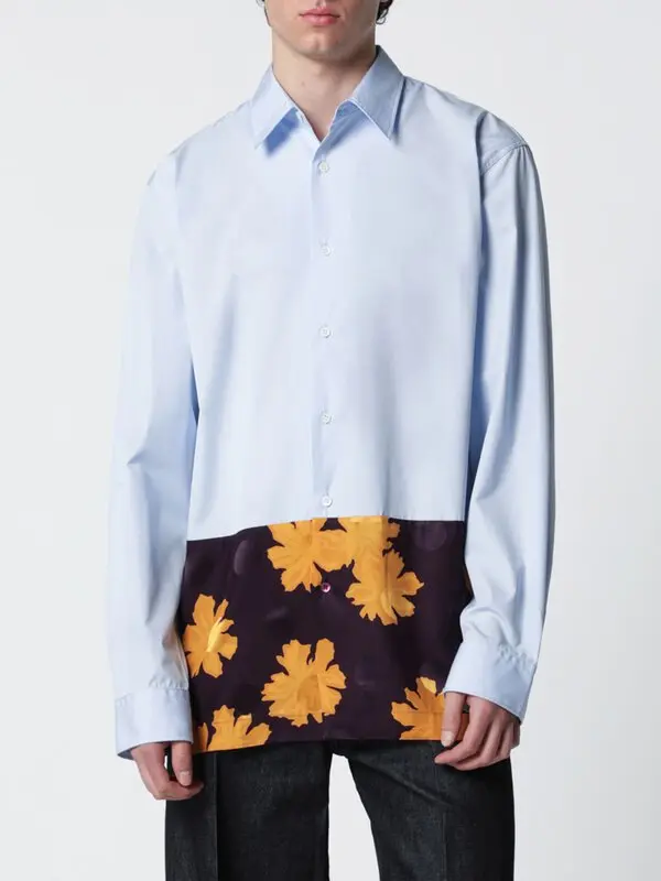 Dries Van Noten Patchwork Cotton Blend Shirt