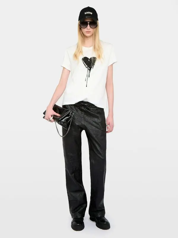 Zadig&Voltaire Flowing Heart" Embellished T-shirt - Optic White