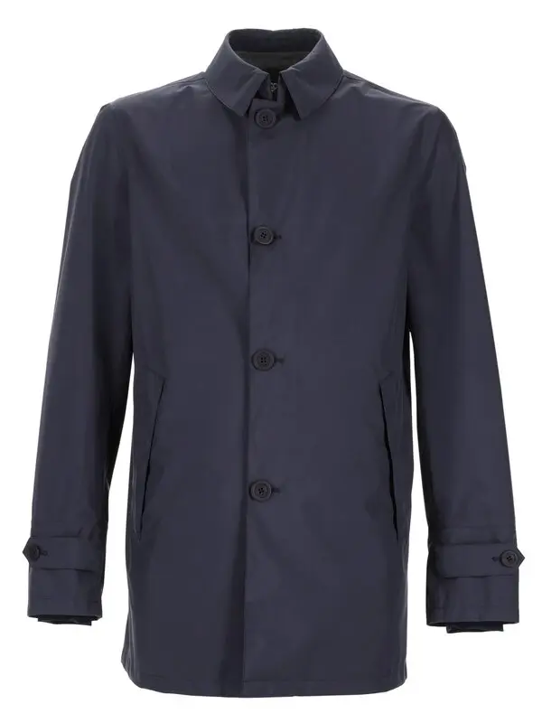 Herno Impermeable Jacket With Collar - Blue