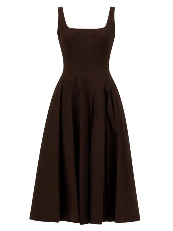 Staud Wells Midi Dress - Brown