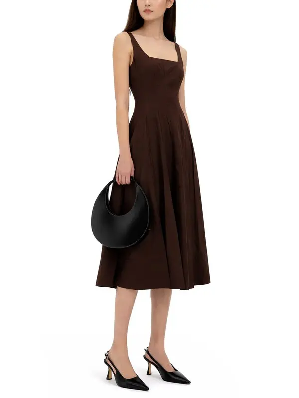 Staud Wells Midi Dress - Brown