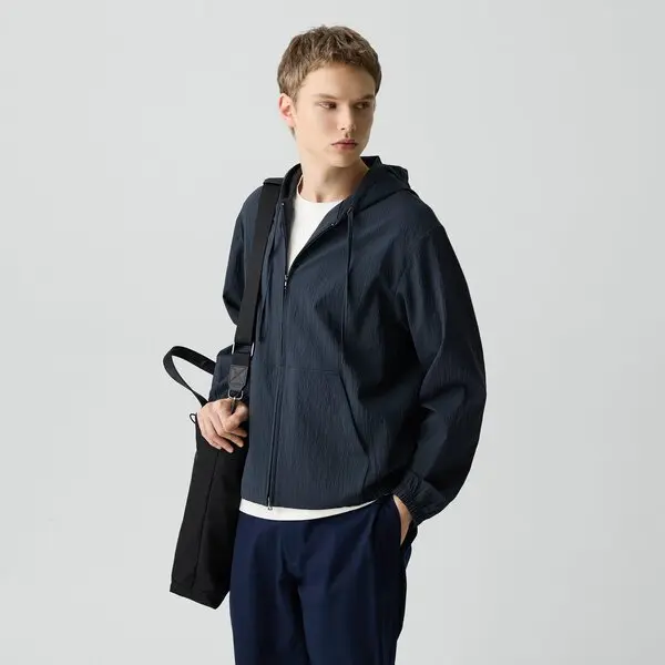 Theory Lightweight Kelso Nylon Hoodie - Light Eclipse
