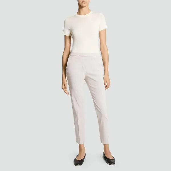Theory Treeca Pull-on Pant In Textured Linen - Cognac Multi