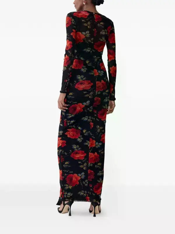 Carolina Herrera Rose-print Mesh Midi Dress