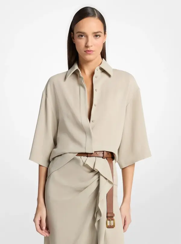 Michael Kors Wool Crepe Camp Shirt